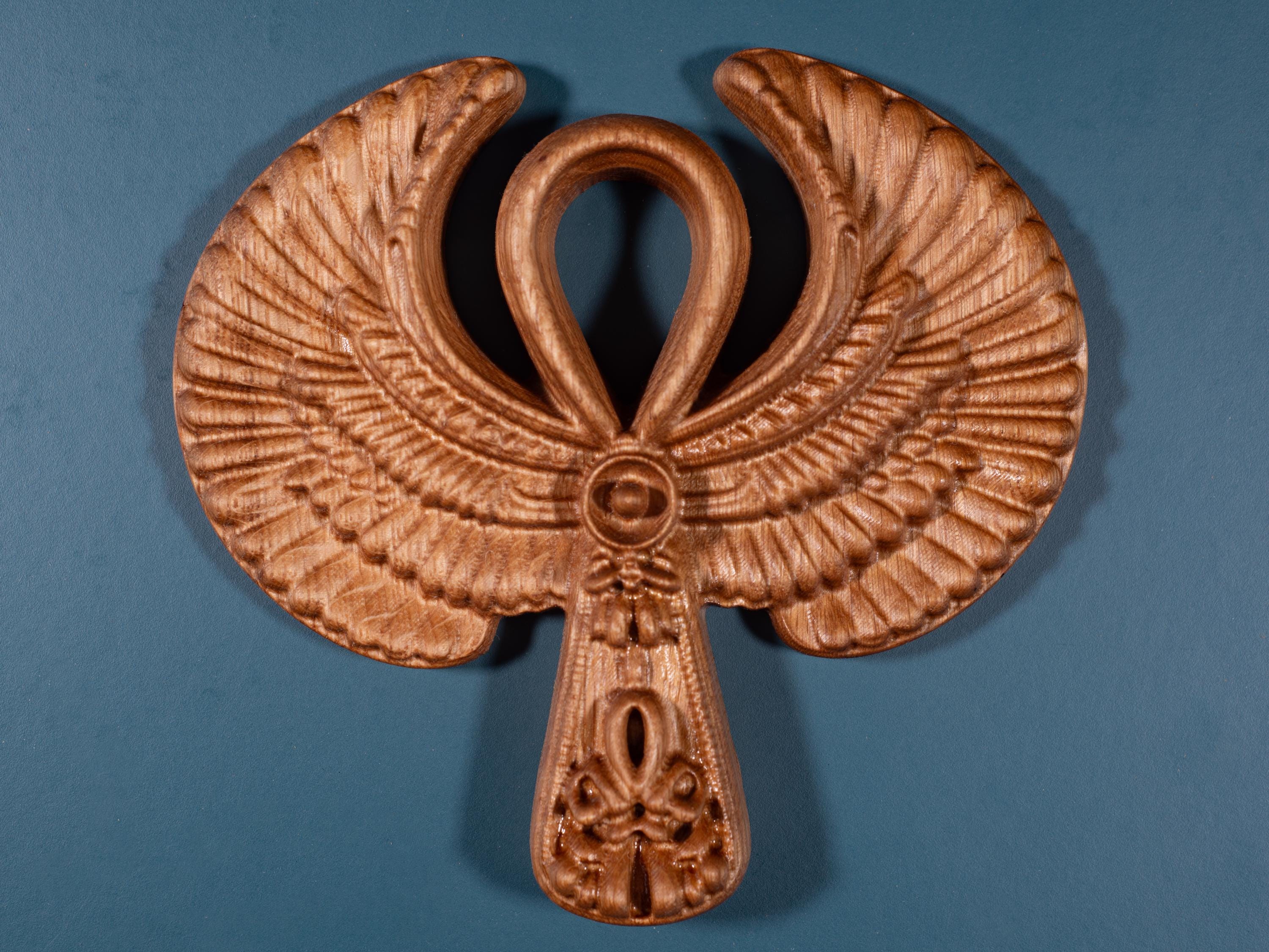 Egyptian Ankh Wall Art | Oak Wood Bas Relief Carving | Ancient Symbol ...