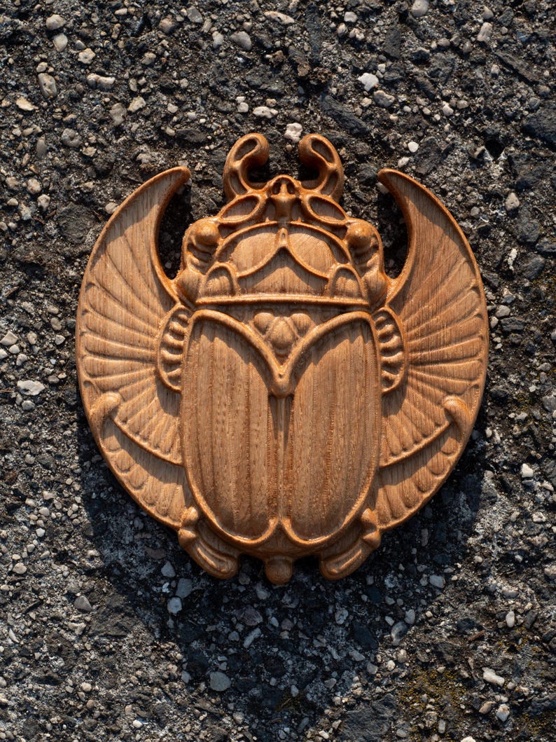 Egyptian Scarab Wall Art | Oak Wood Bas Relief Carving | Ancient Symbol ...