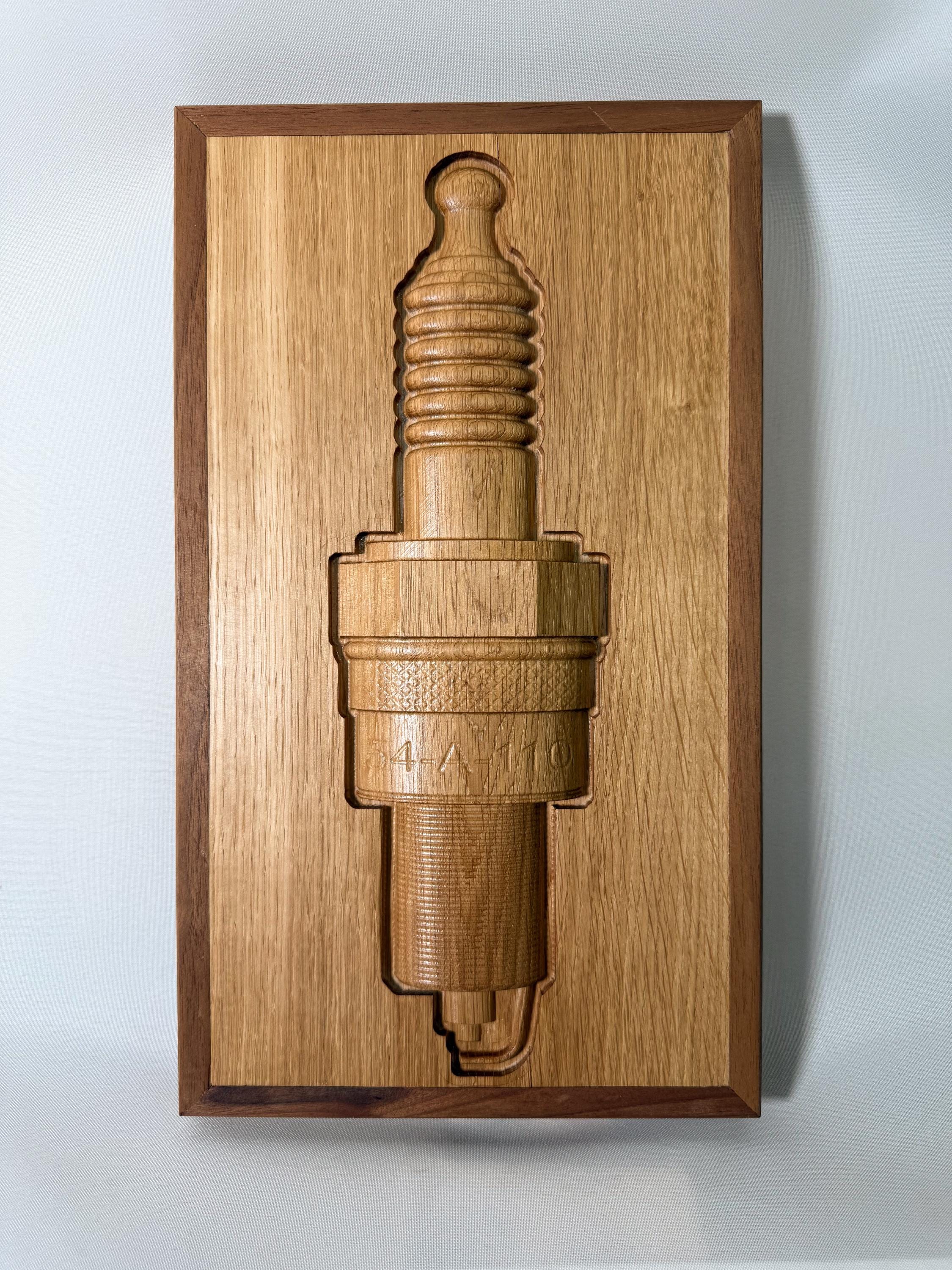 Carved Wooden Spark Plug Wall Art: Oak & Walnut Garage Decor - Etsy