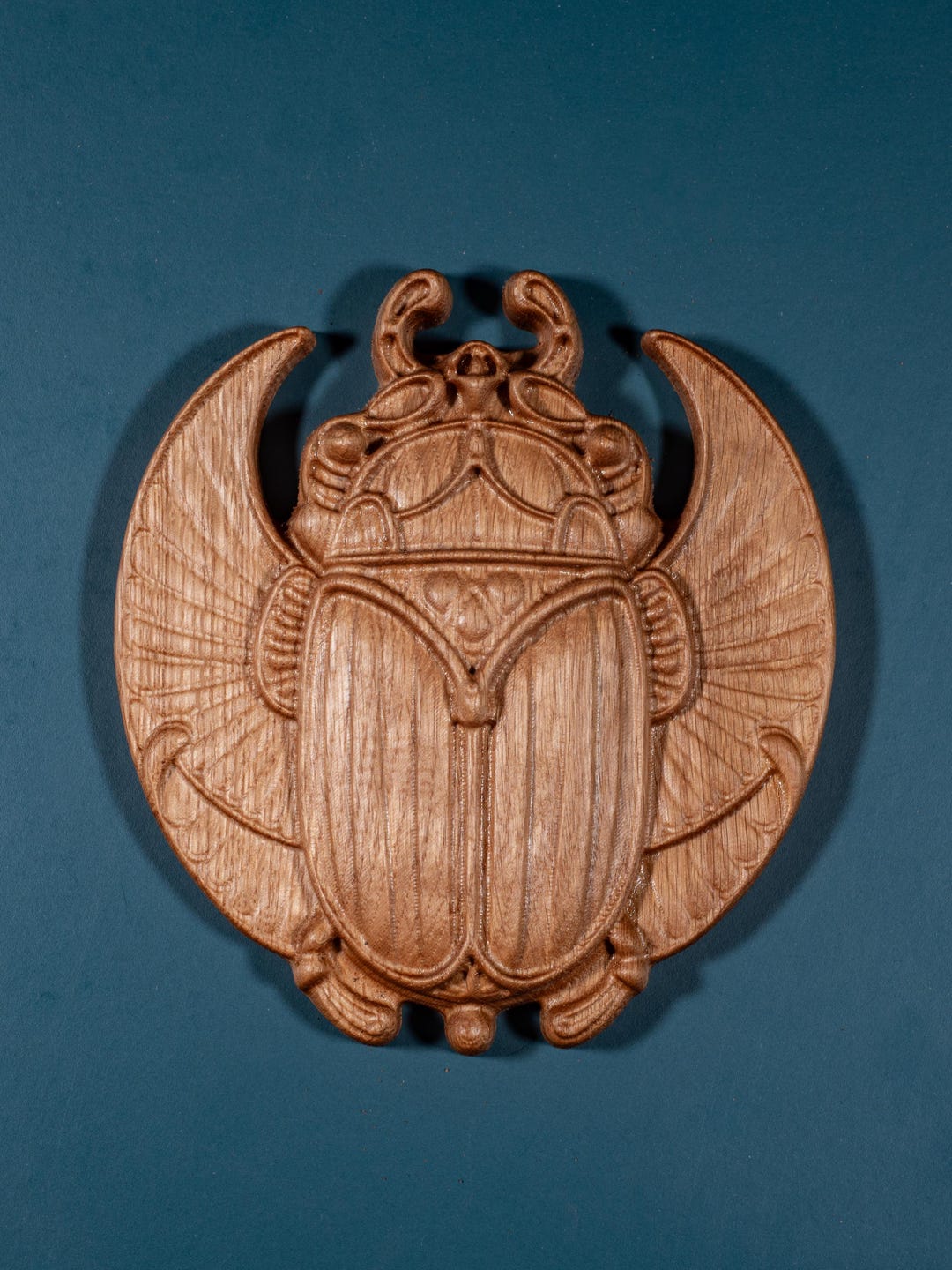 Egyptian Scarab Wall Art | Oak Wood Bas Relief Carving | Ancient Symbol ...