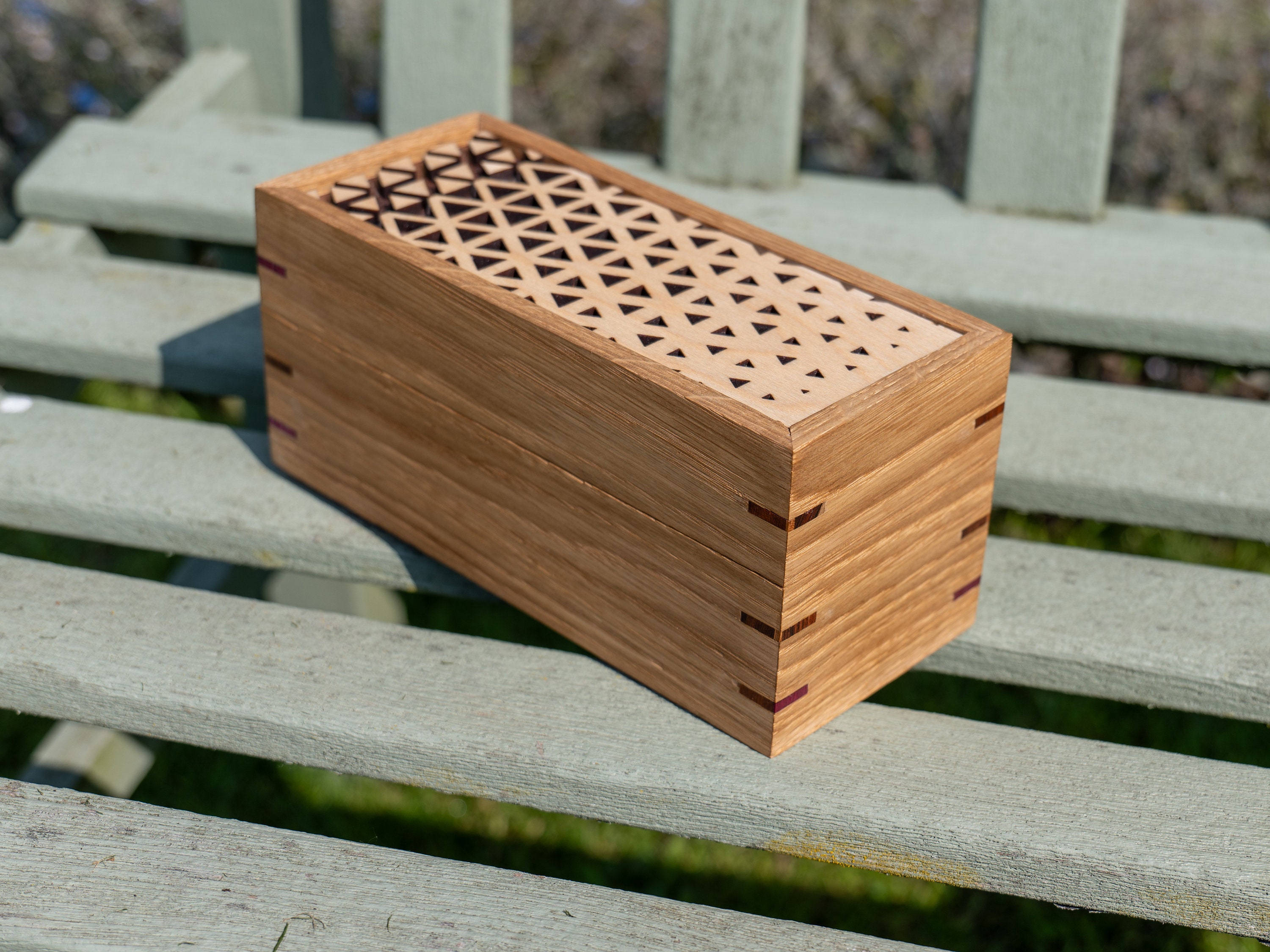 Handmade Wooden Trinket Box: Geometric Maple Lid, Walnut Inlay - Etsy
