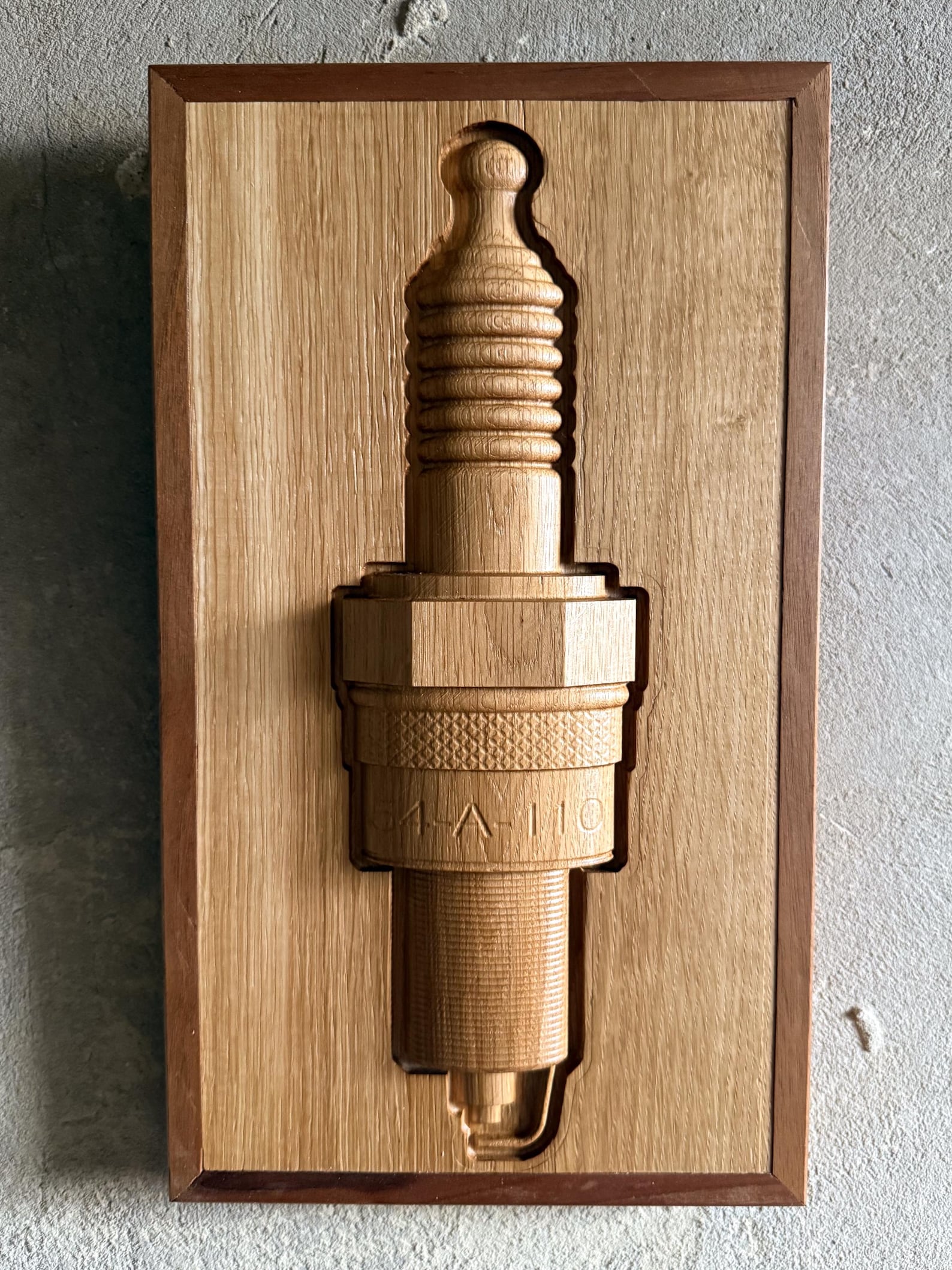Carved Wooden Spark Plug Wall Art: Oak & Walnut Garage Decor - Etsy