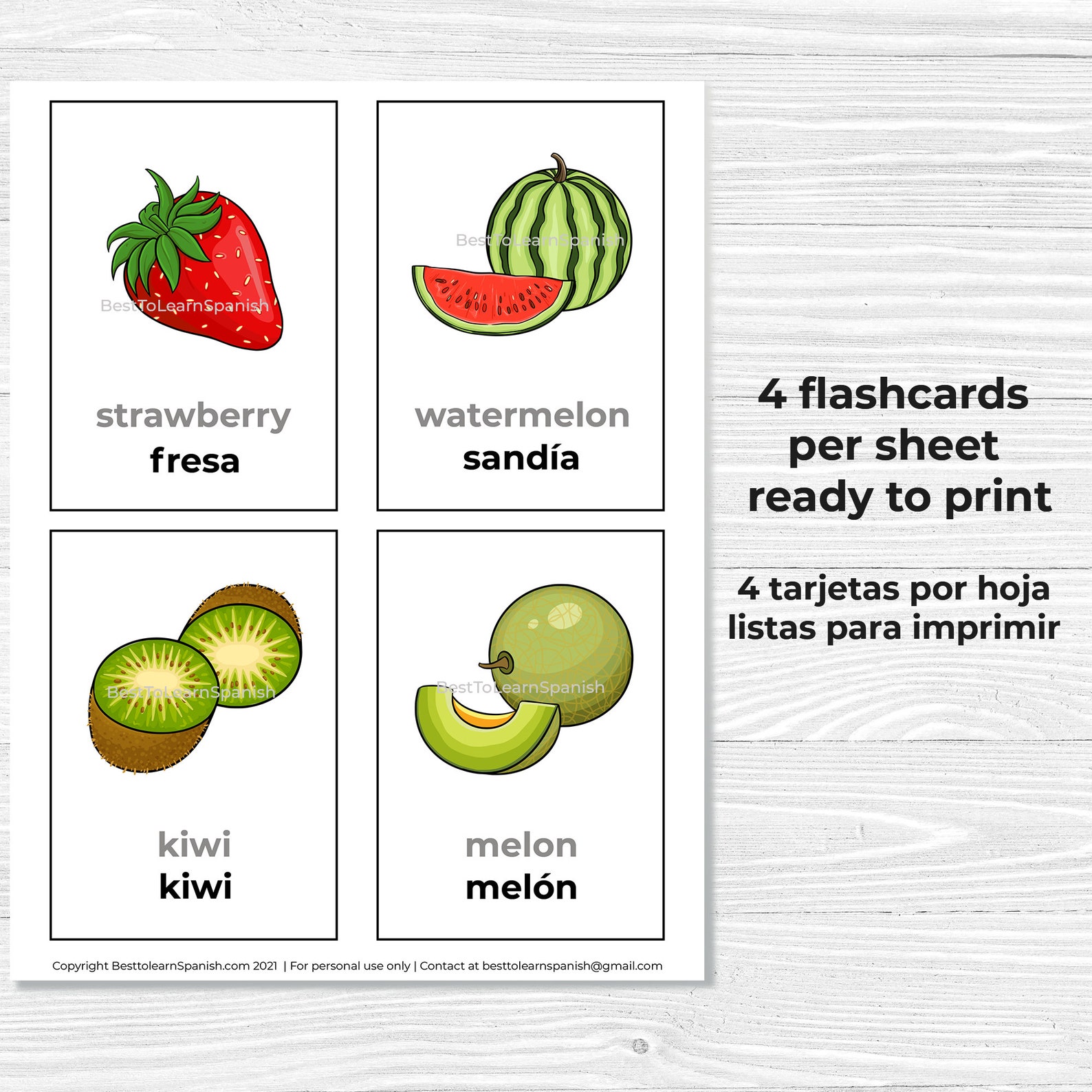 Bilingual Fruits Flashcards 16 Flashcards Bilingües De Las - Etsy