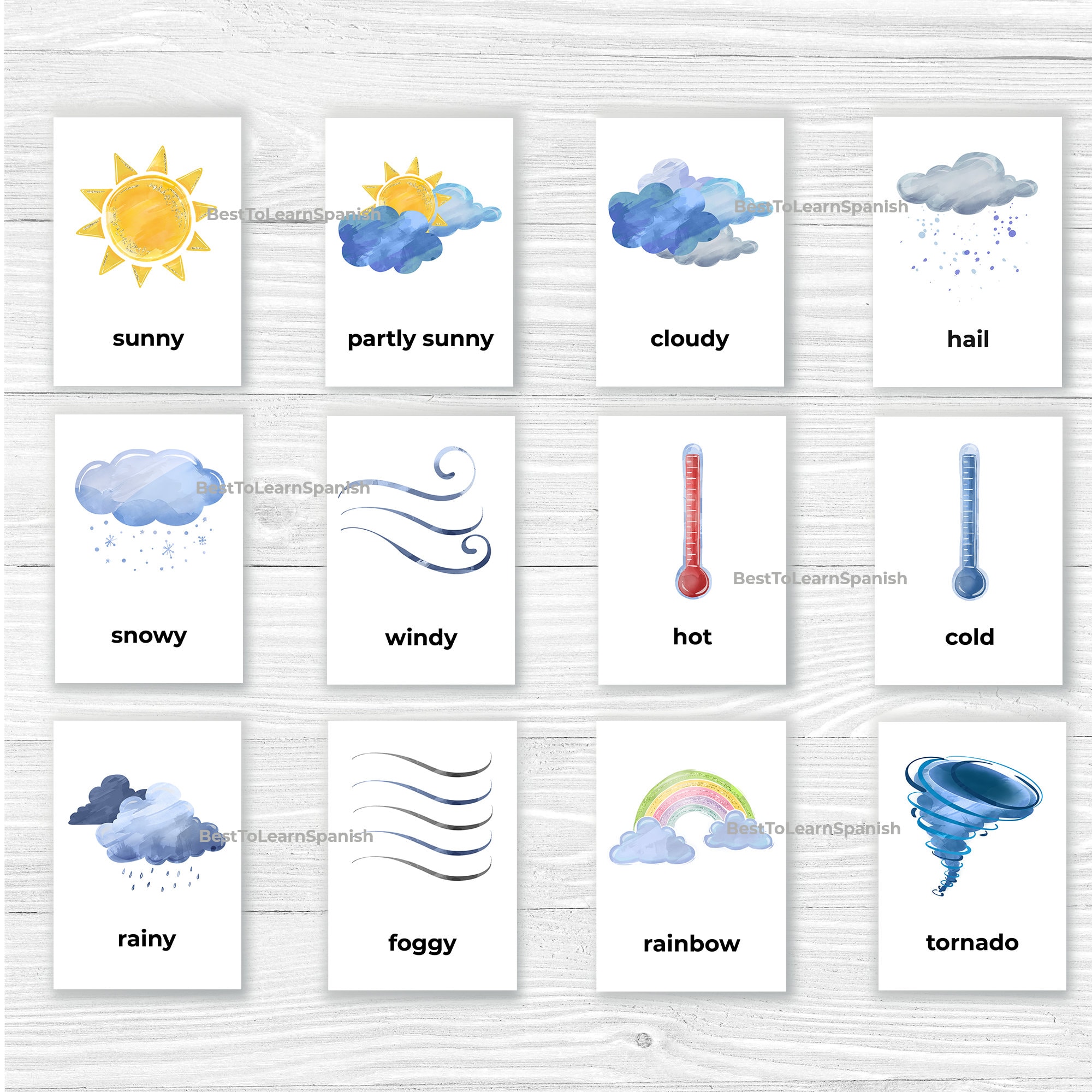 Weather flashcards Homeschool Printable Download Easy to | Etsy