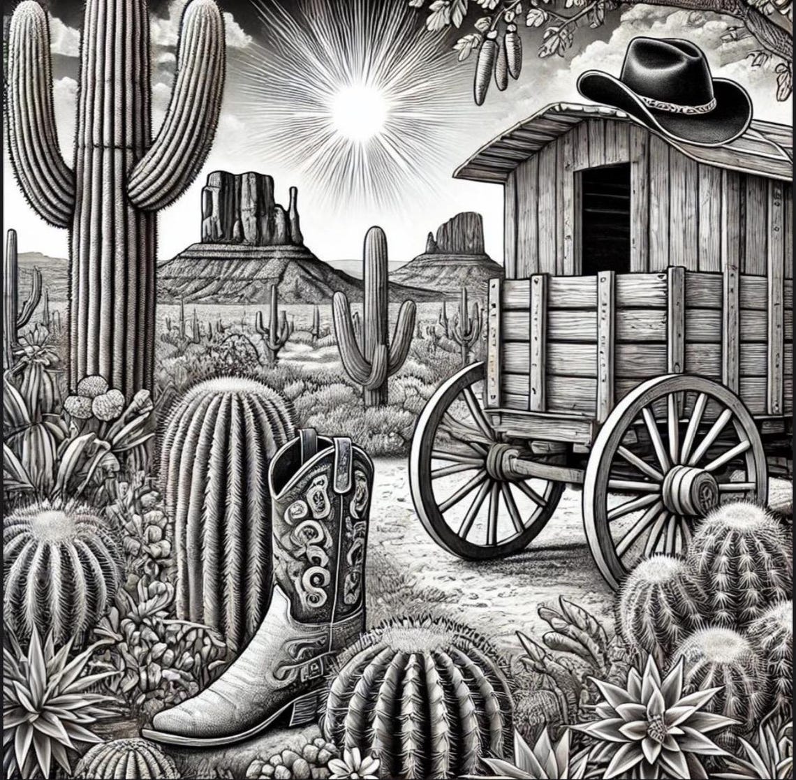Adult Coloring Page - Western Cactus Theme - Etsy