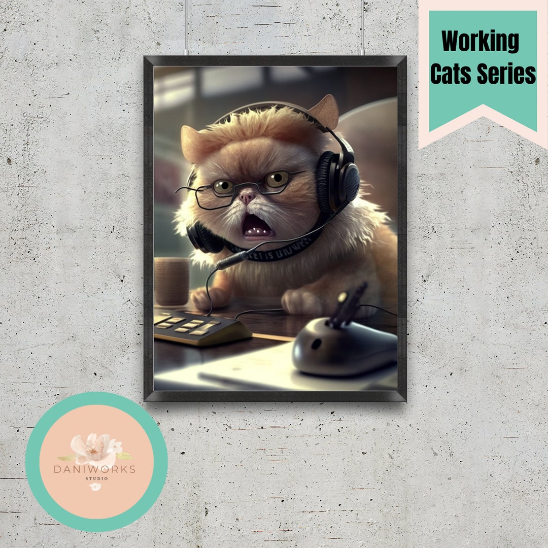 Push the Dang Button Cat Poster Cat Lovers Gifts Office Decor - Etsy