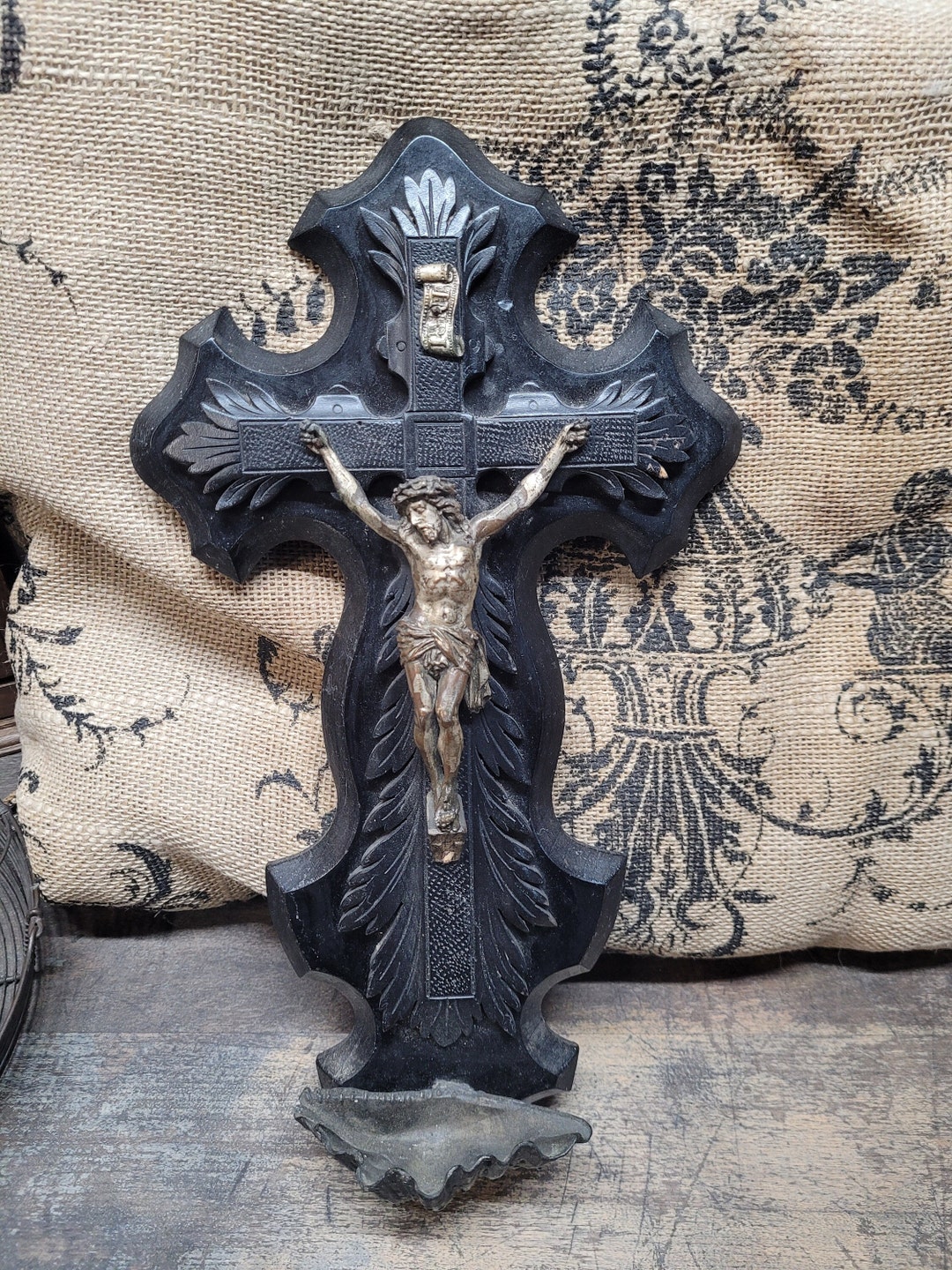 Antique French Stoup Blackened Wood Font Ebonized Wood - Etsy