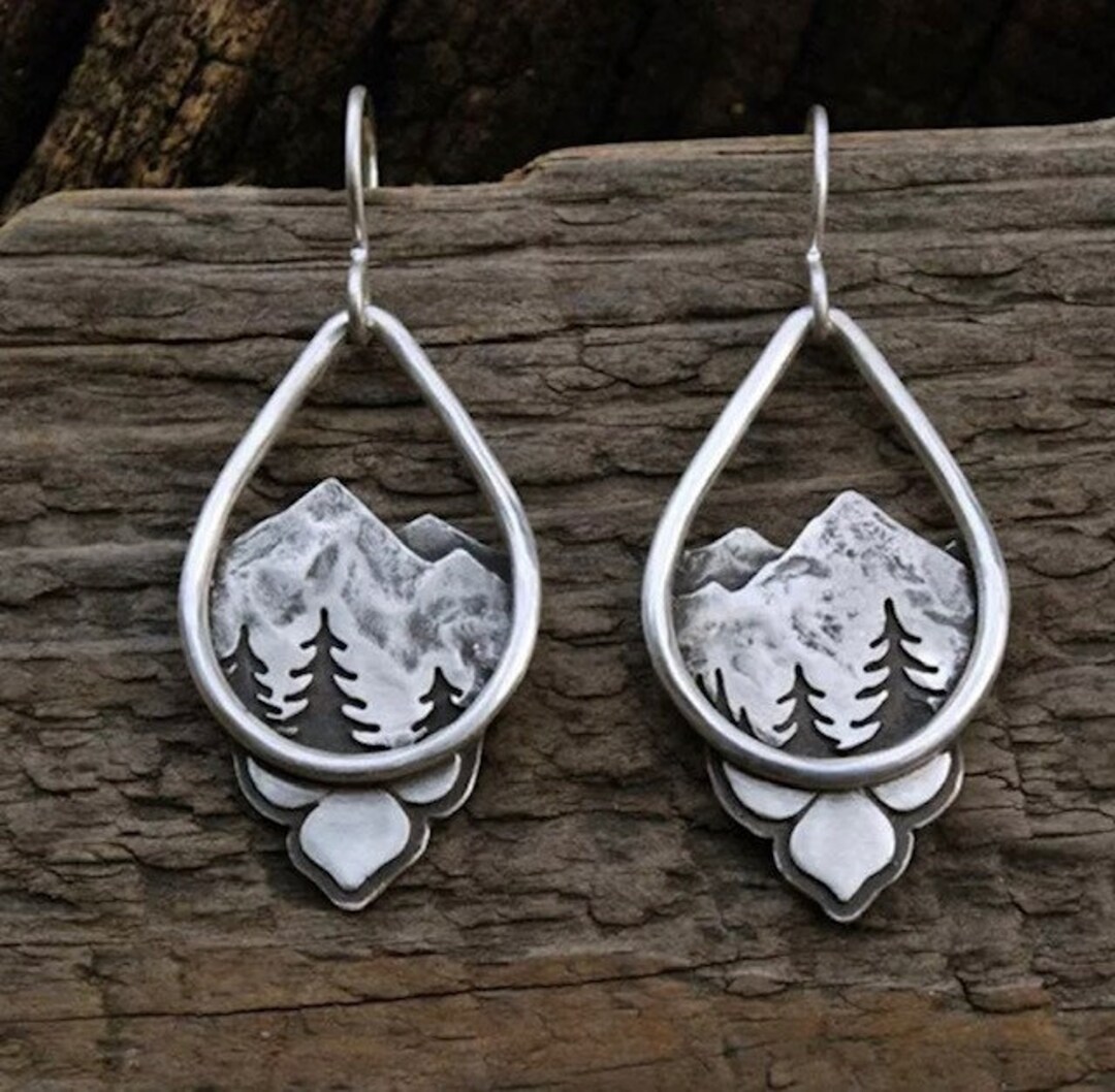 Mountain Earrings forest Earrings scenic Earrings landscape Earrings ...