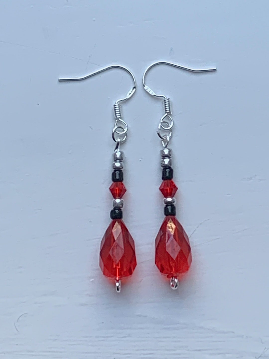 Edwardian Style Elegant Ruby Red Drop Earrings - Etsy