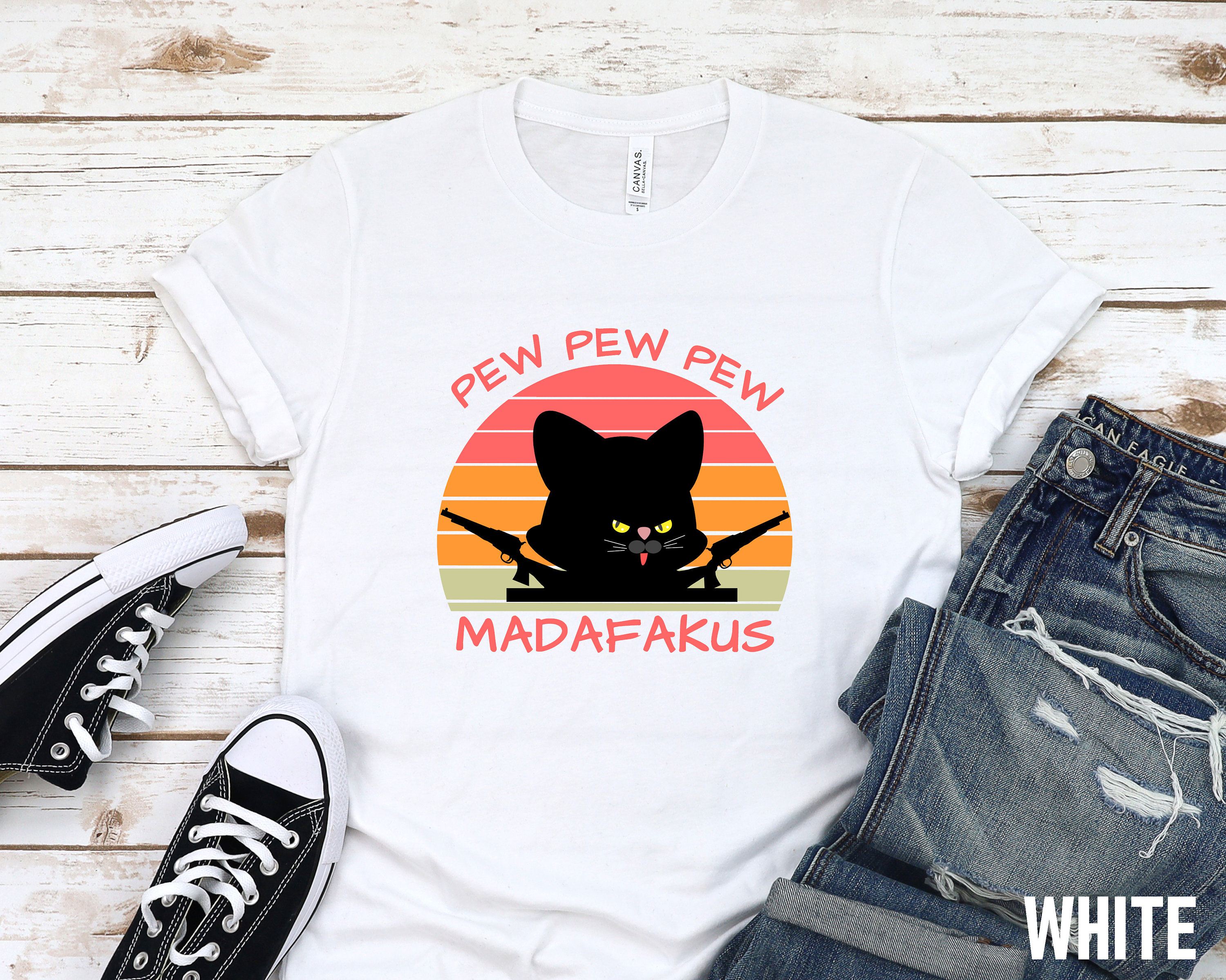 Pew Pew Pew Madafakas Cat Shirt Cute Black Cat Shirt Cat | Etsy