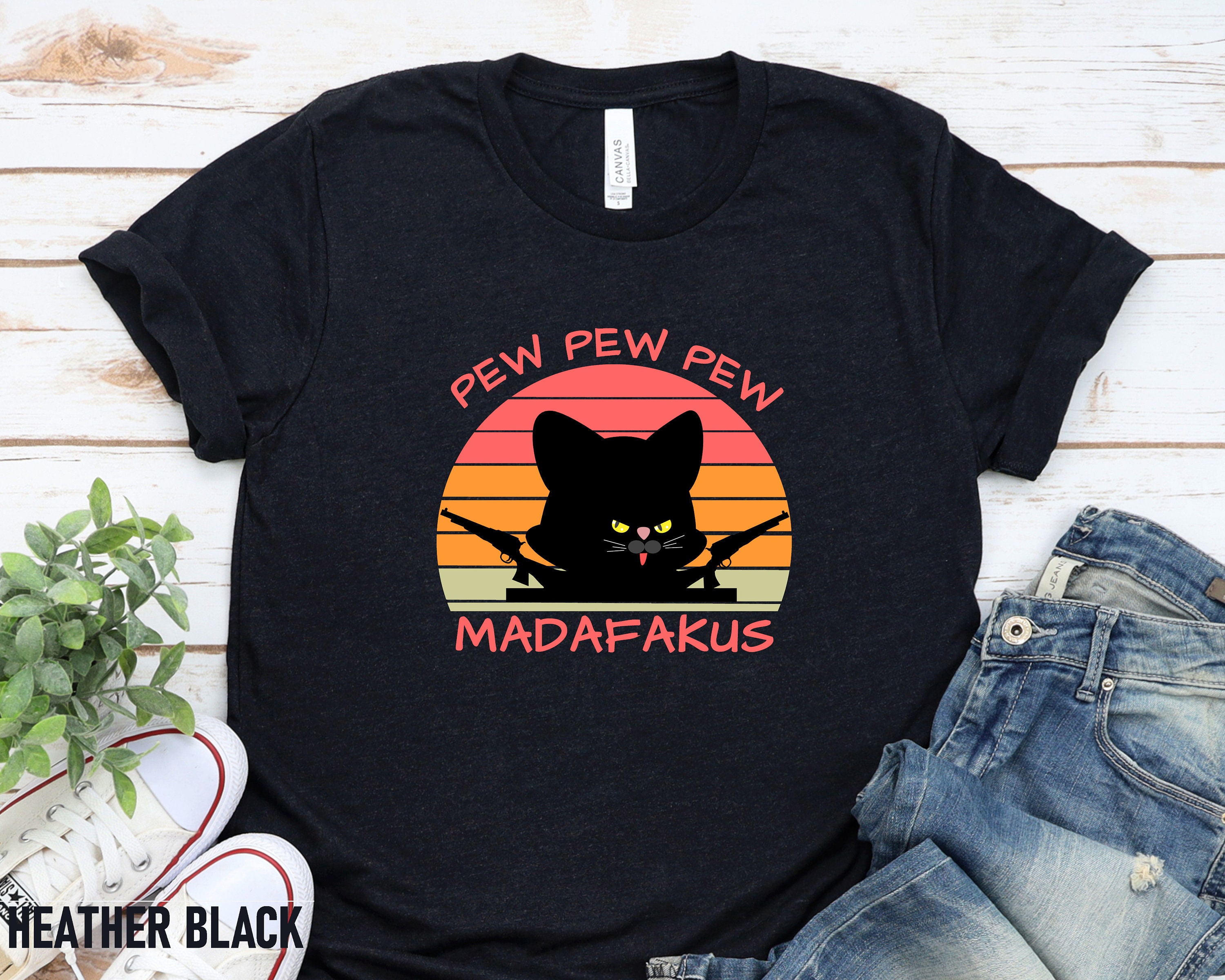 Pew Pew Pew Madafakas Cat Shirt Cute Black Cat Shirt Cat | Etsy