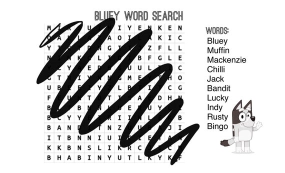 Bluey DIGITAL WORD SEARCH | Etsy