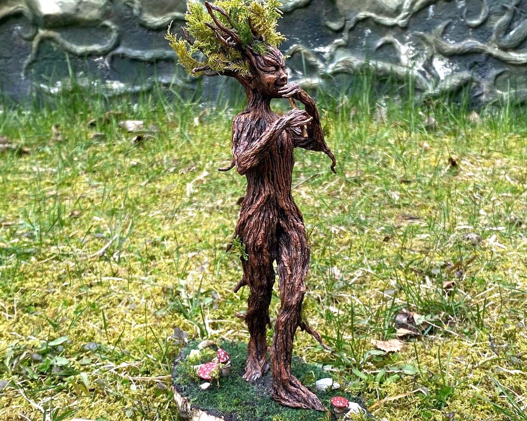 Fantasy Dryad Playing a Tin Whistle, Hand Sculpted Original Tree ...