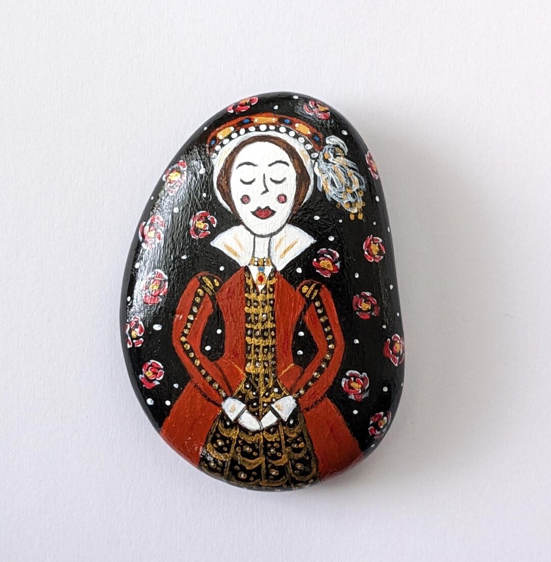 Katherine Parr Pebble Paperweight, Tudor Lady, Henry Viii Wives, Pebble ...