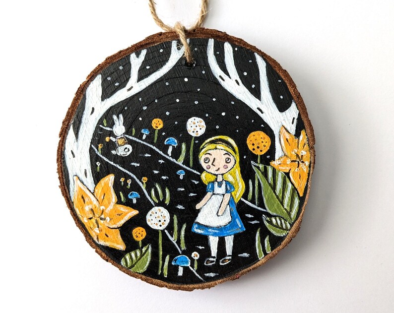 Alice in Wonderland Wood Slice Wood Slice Art Alice in - Etsy UK