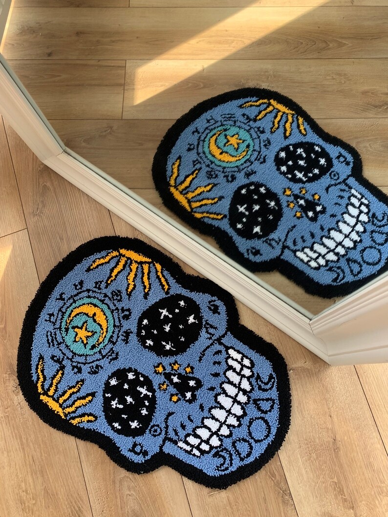 Zodiac sugar skull tufted rug custom | Etsy