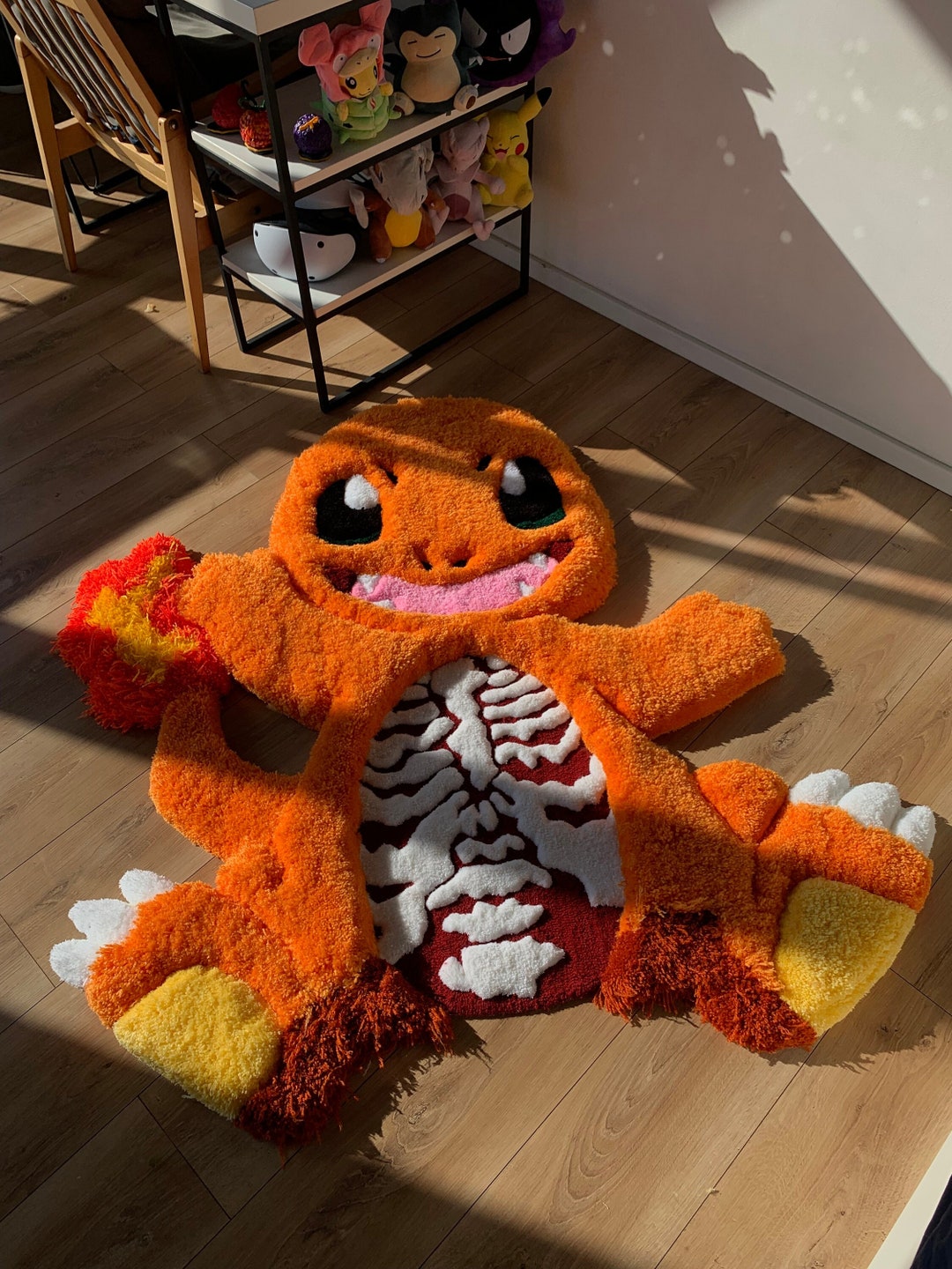 Charmander Fluffy Tufted Skeleton 3d Rug - Etsy