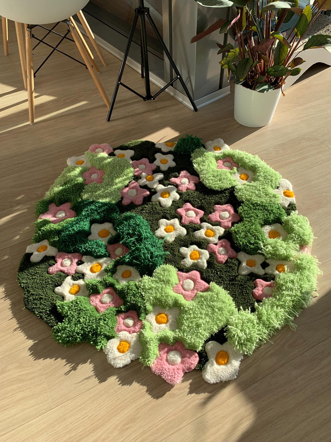 3D Tufted Area Rug, Flowers Fluffy Rug, Moss Rug, Handmade Carpet for ...