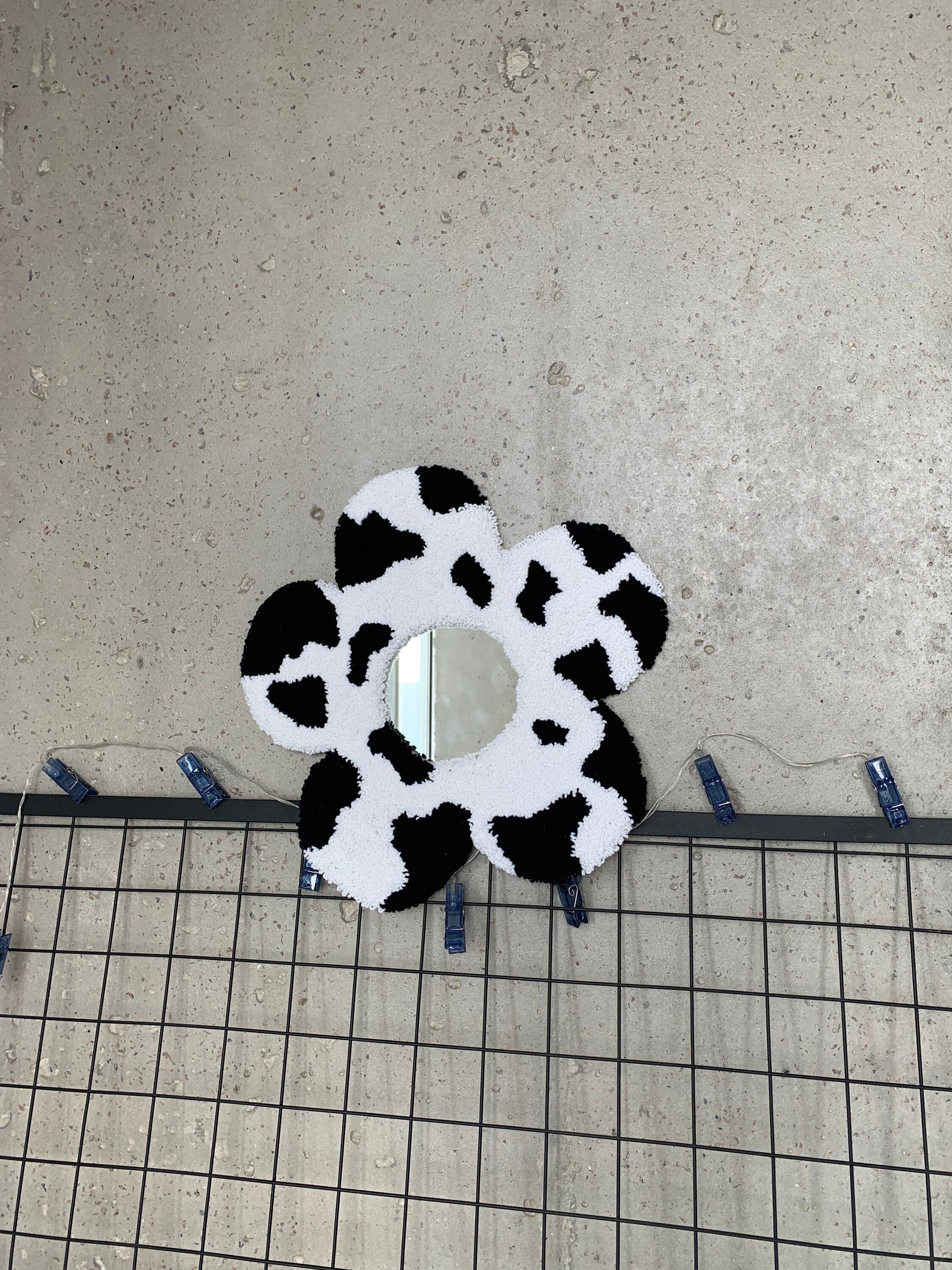 Tufted Mirror Rug Decorated Cow Print | Etsy