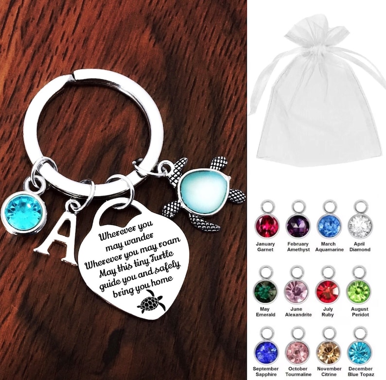 Personalised Travel Turtle Keyring, Travelling Turtle Bag Charm ...
