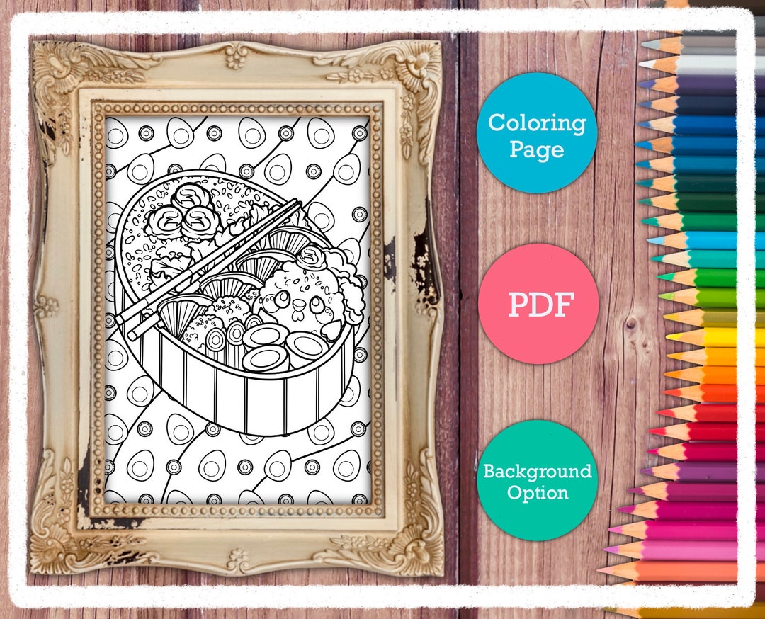 Chicken Bento Coloring Page - Etsy