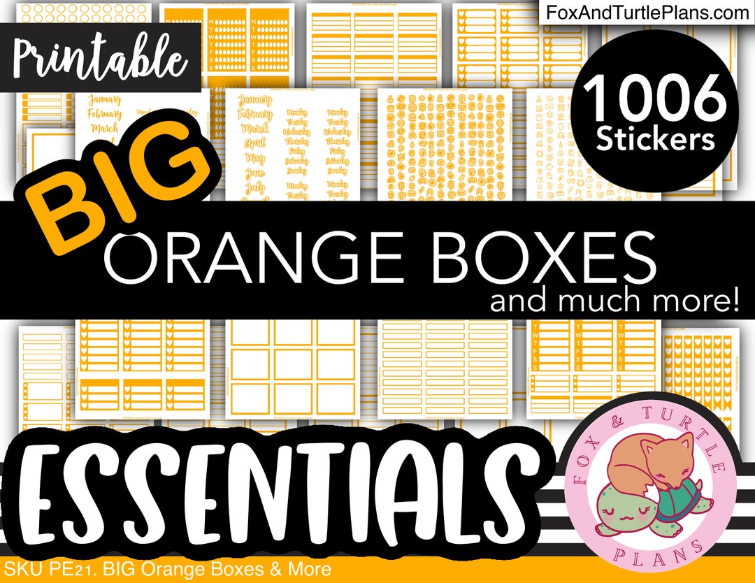 Printable Happy Planner Stickers Big Planner Essentials Orange Boxes ...