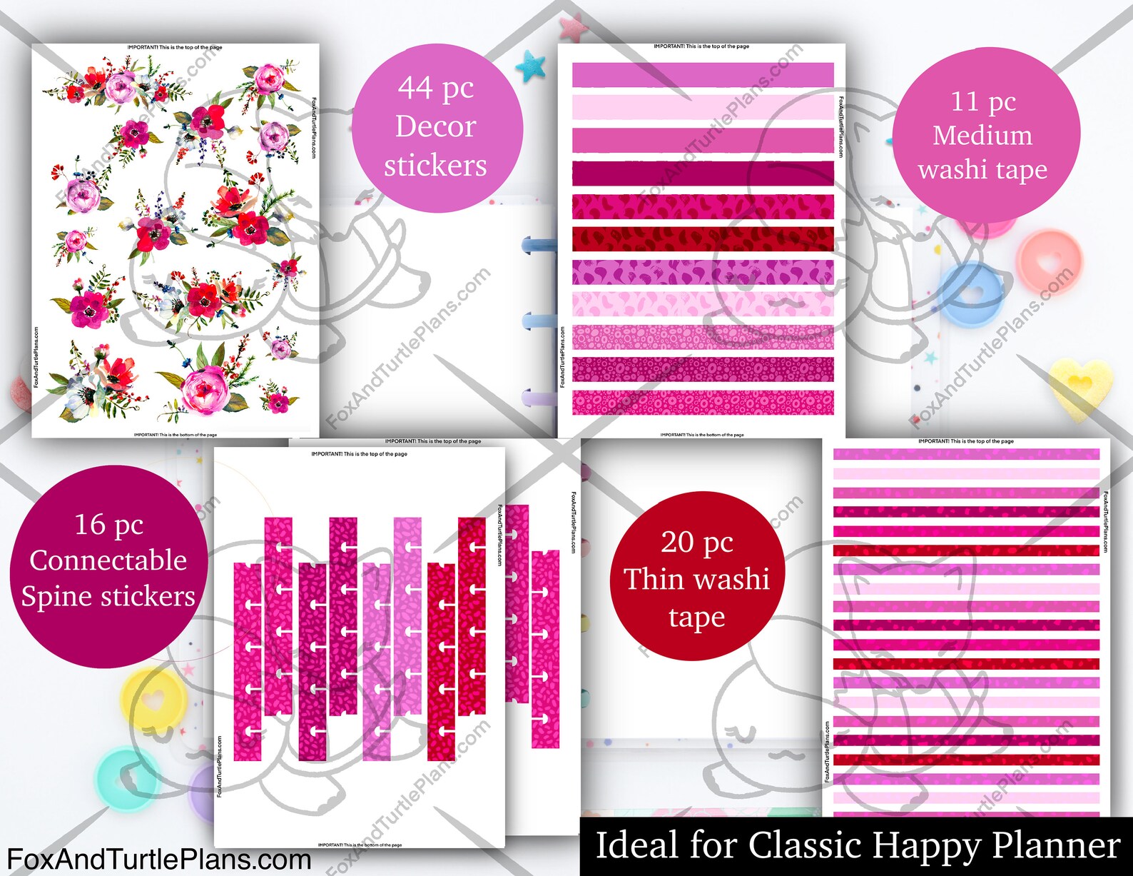 Printable Happy Planner Stickers Classic Decor Kit Tropical Florals ...