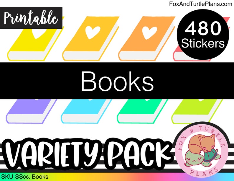 Printable Happy Planner Stickers Icons Books Cut Files - Etsy