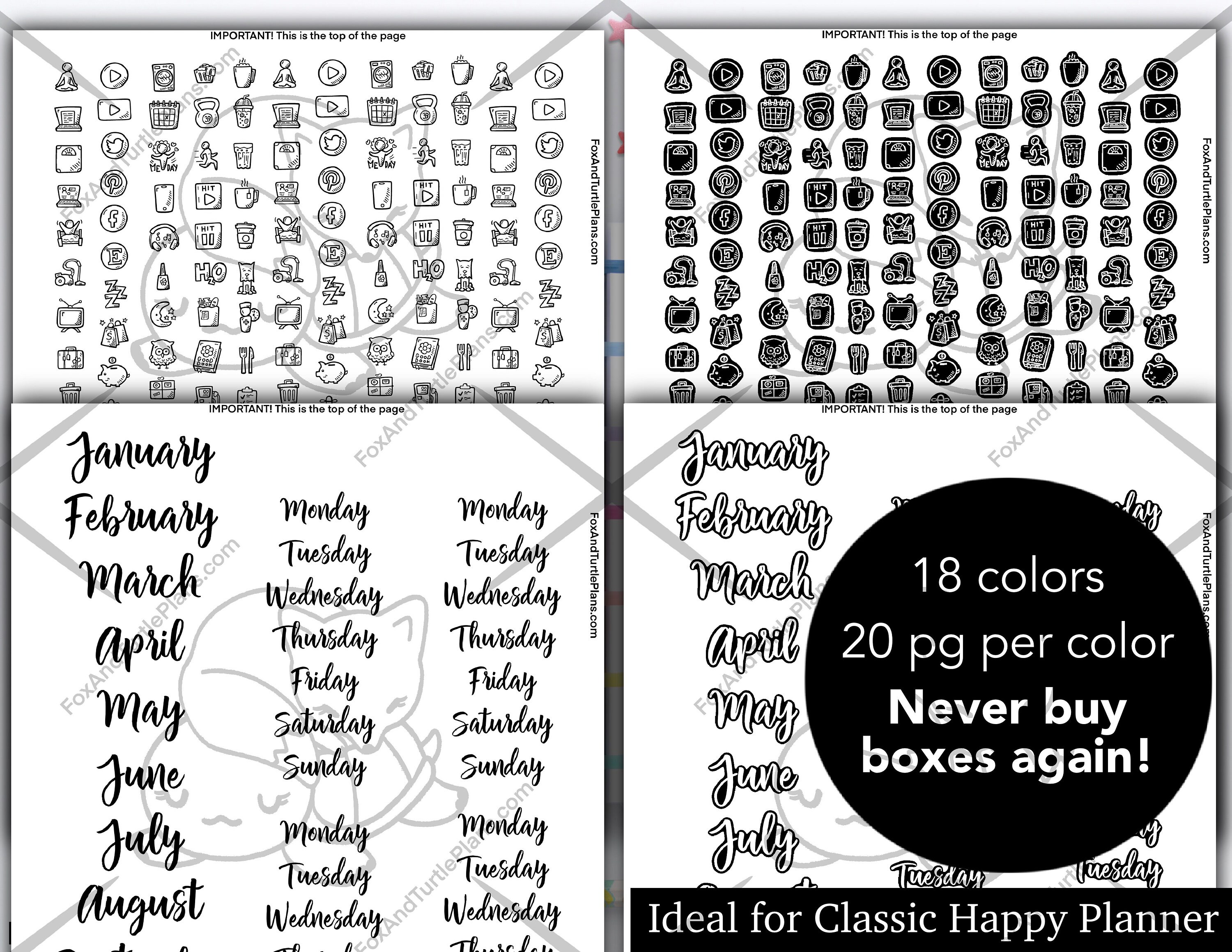 Printable Happy Planner Stickers Classic Planner Essentials Box Bundle ...