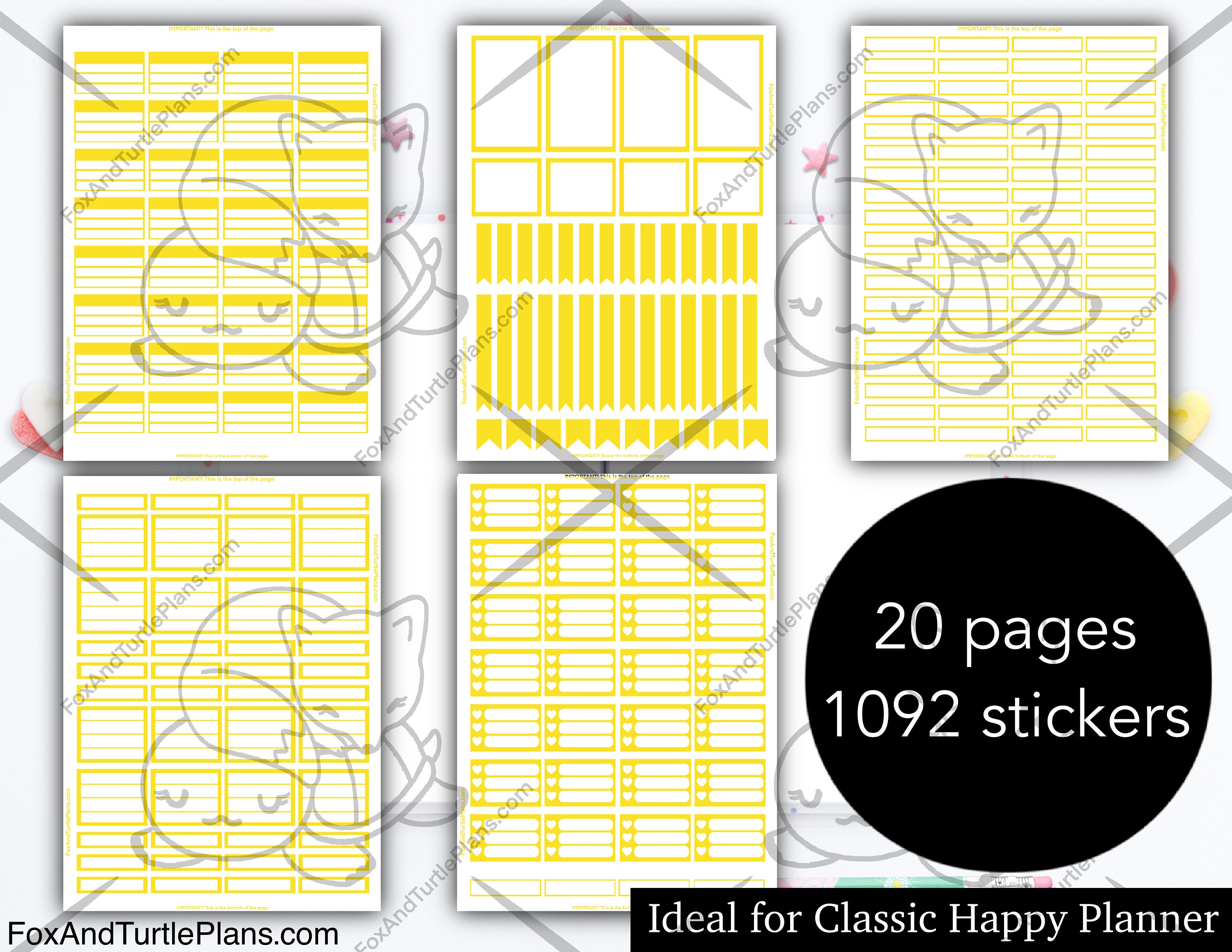 Printable Happy Planner Stickers Classic Planner Essentials Yellow ...