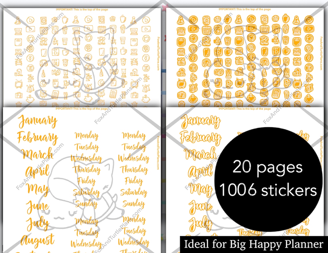 Printable Happy Planner Stickers Big Planner Essentials Orange Boxes ...