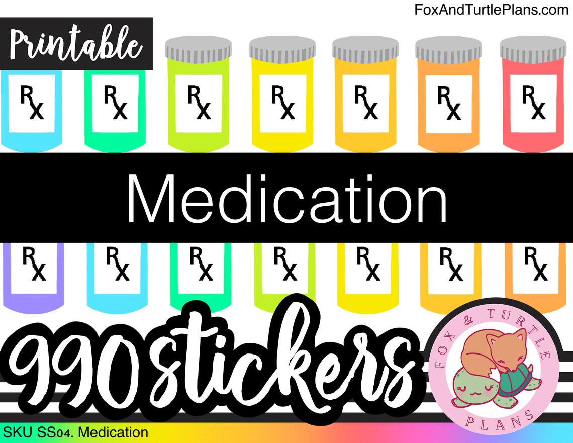 Printable Happy Planner Stickers Icons Medication Cut | Etsy