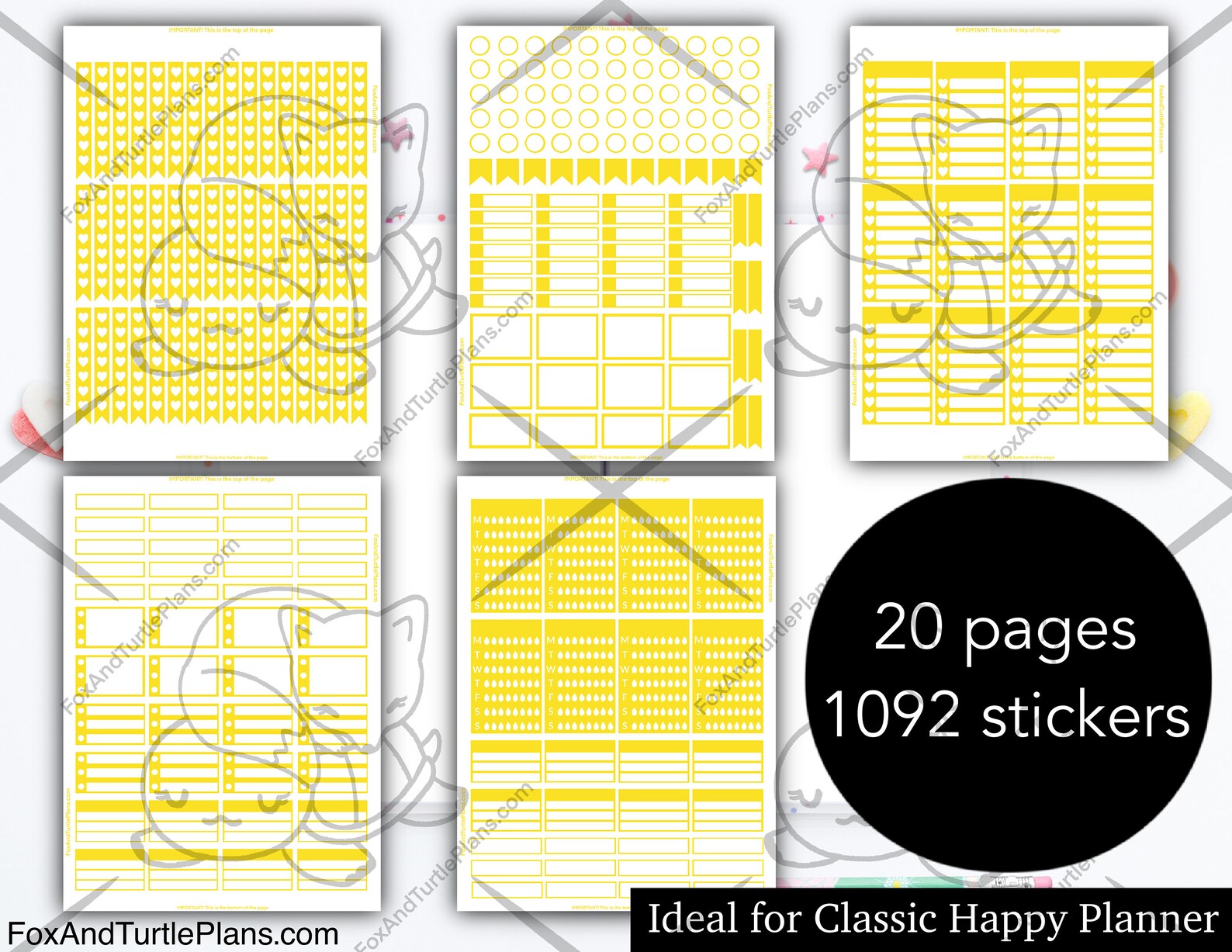 Printable Happy Planner Stickers Classic Planner Essentials Yellow ...