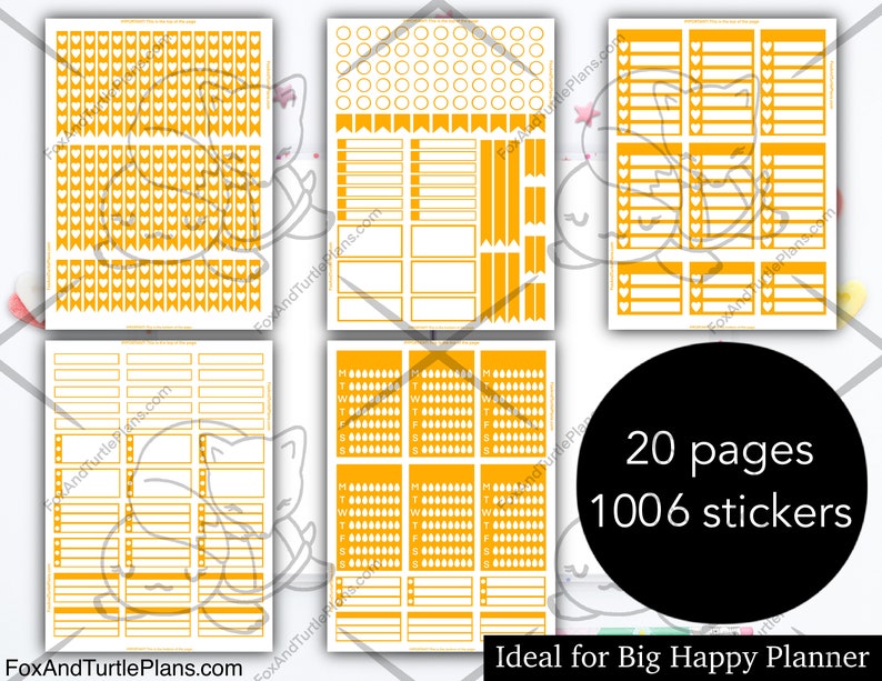 Printable Happy Planner Stickers Big Planner Essentials Orange Boxes ...