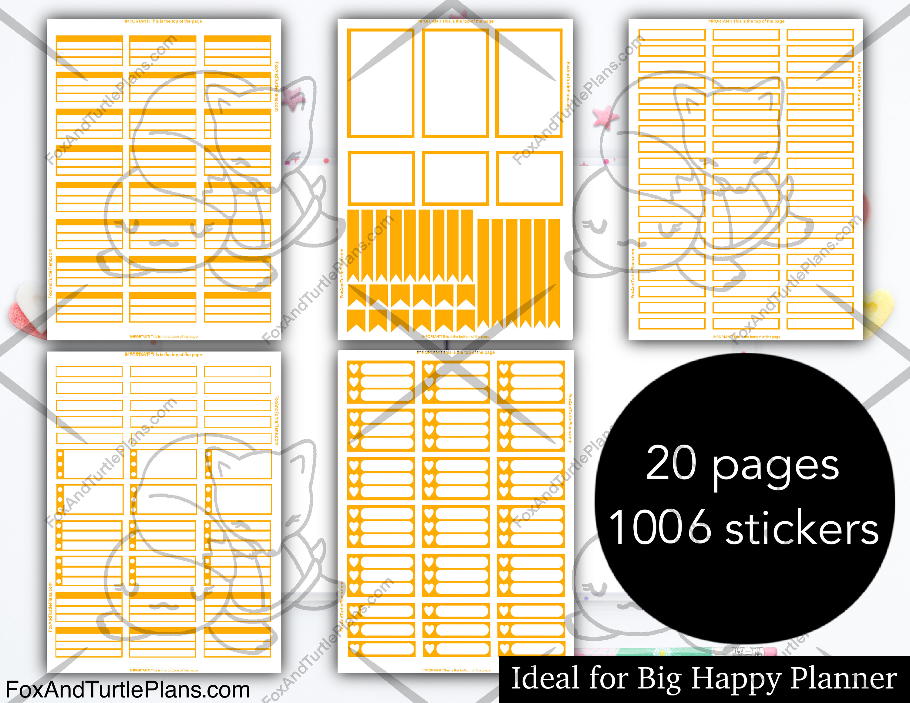 Printable Happy Planner Stickers Big Planner Essentials Orange Boxes ...