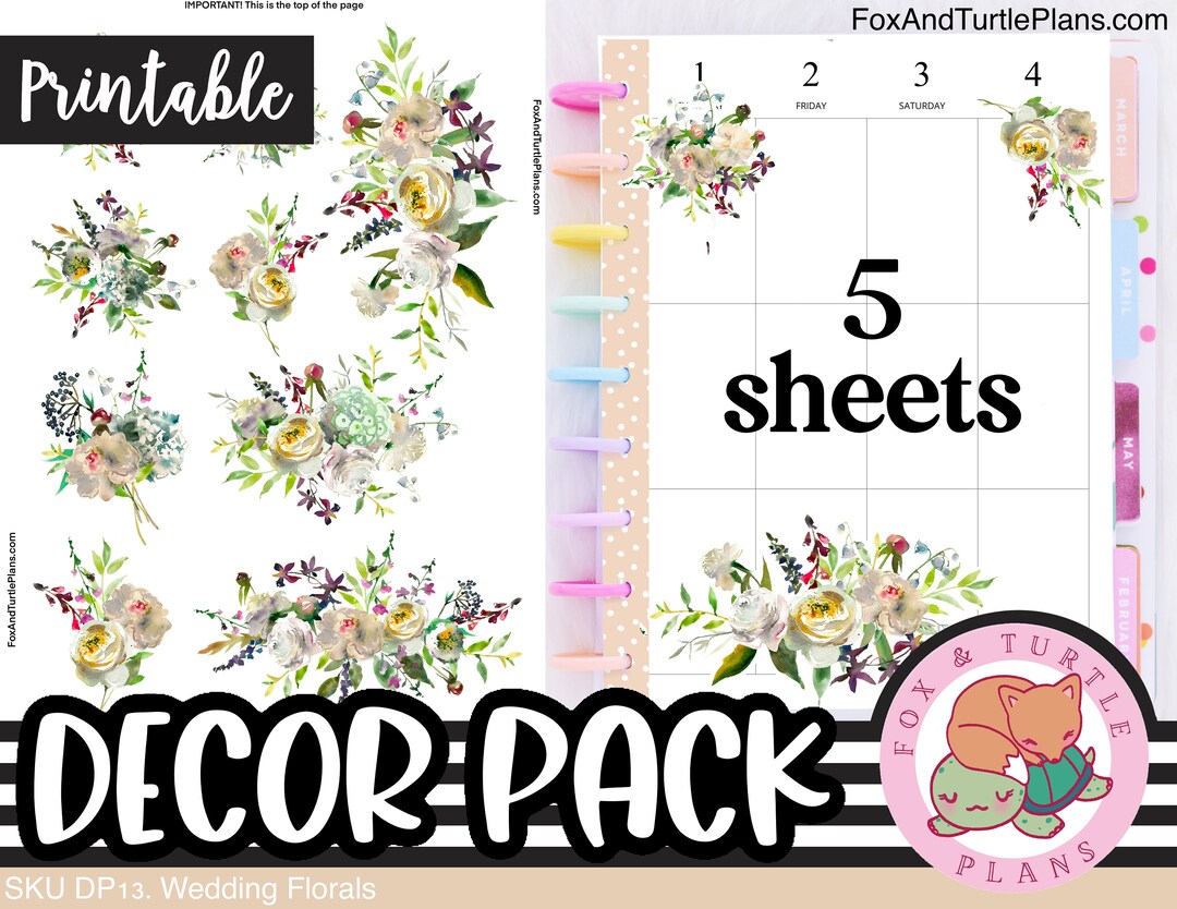 Printable Happy Planner Stickers Classic Decor Kit Wedding Florals ...