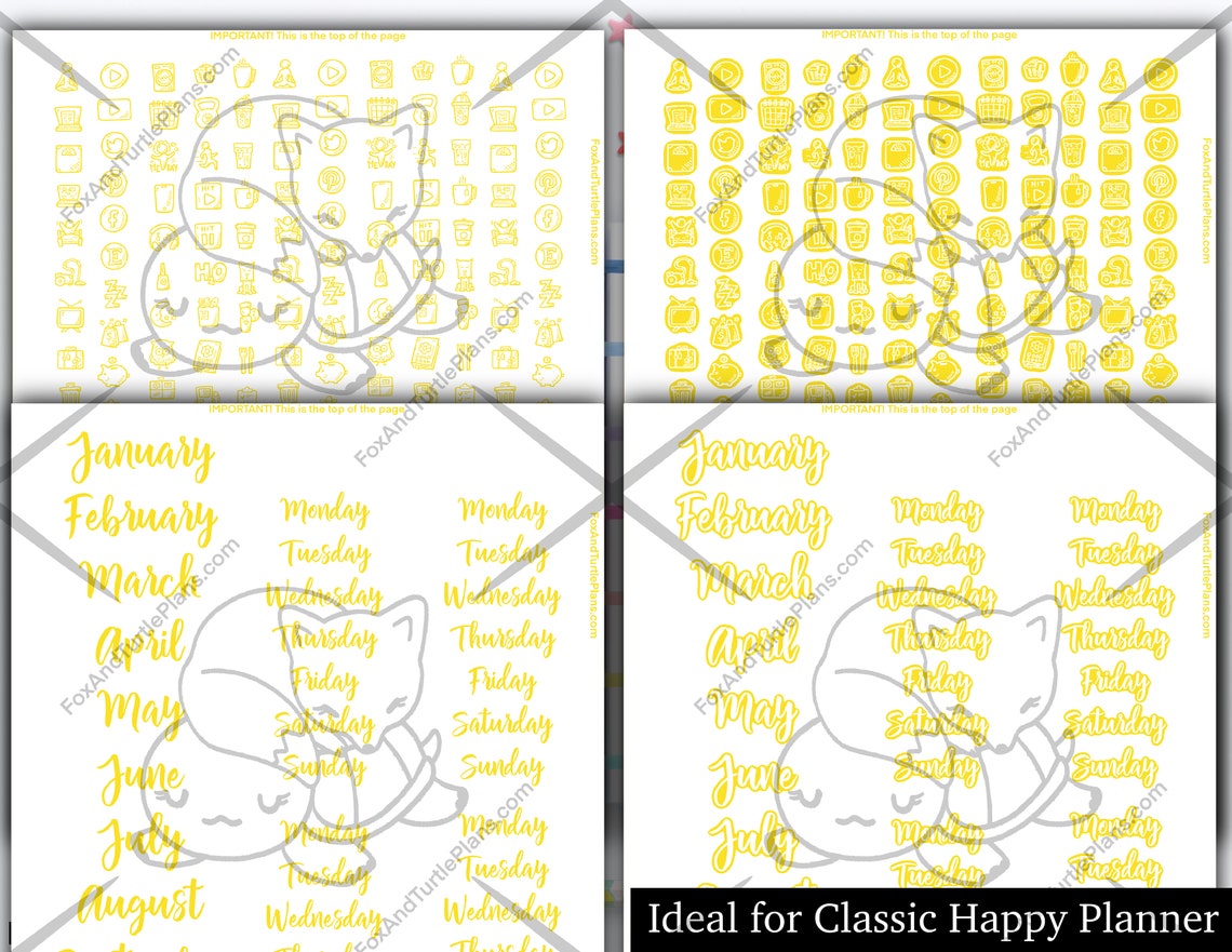 Printable Happy Planner Stickers Classic Planner Essentials Yellow ...