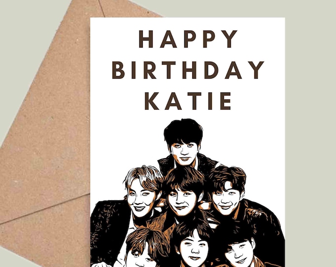BTS Birthday Card, Bts Greeting Card, Taehyung Birthday Card, Bts ...