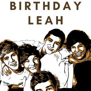 Personalised One Direction Birthday Card! Harry Styles, Zayn Malik ...