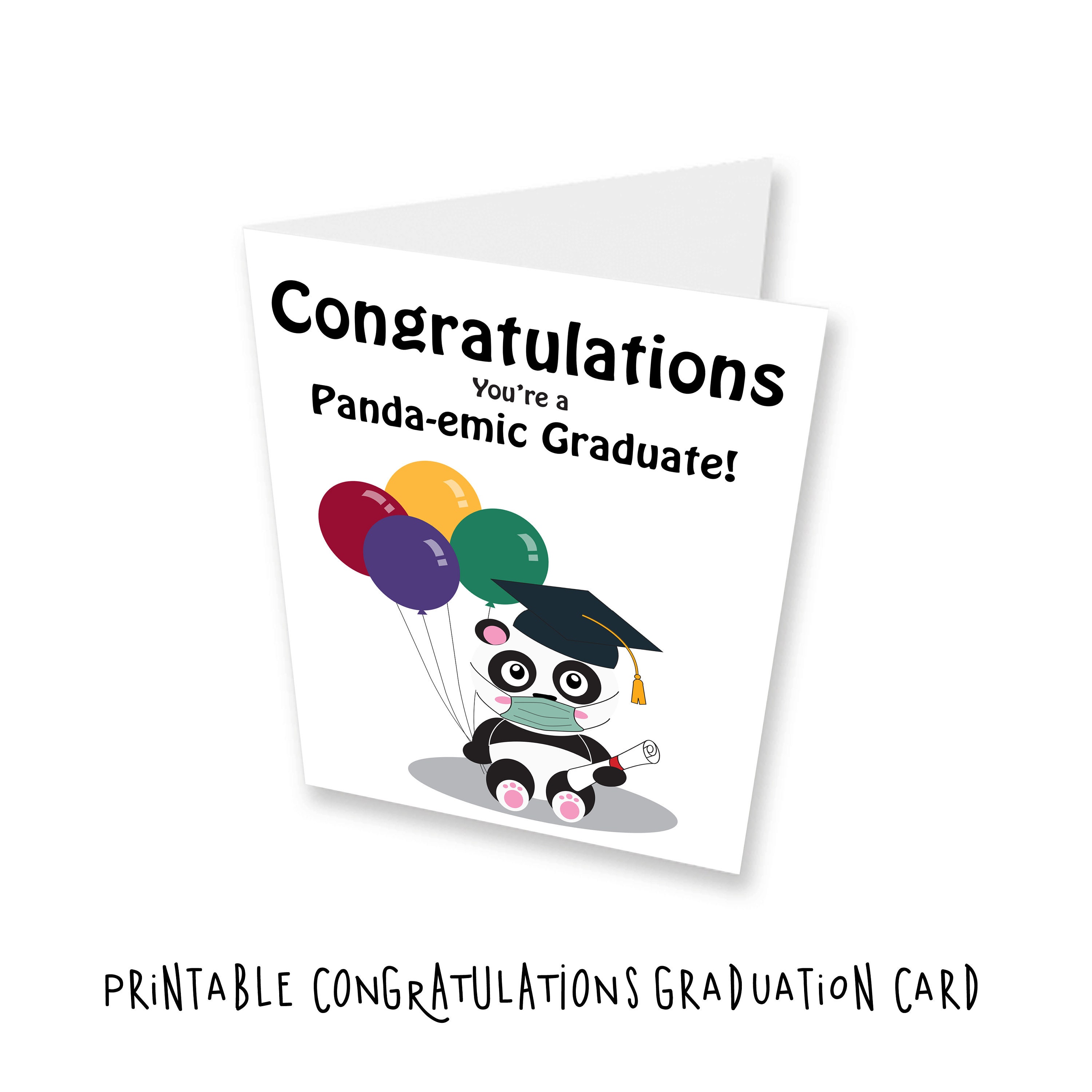 Printable Pandemic Graduation Card | Panda Pun Card Funny Graduation ...