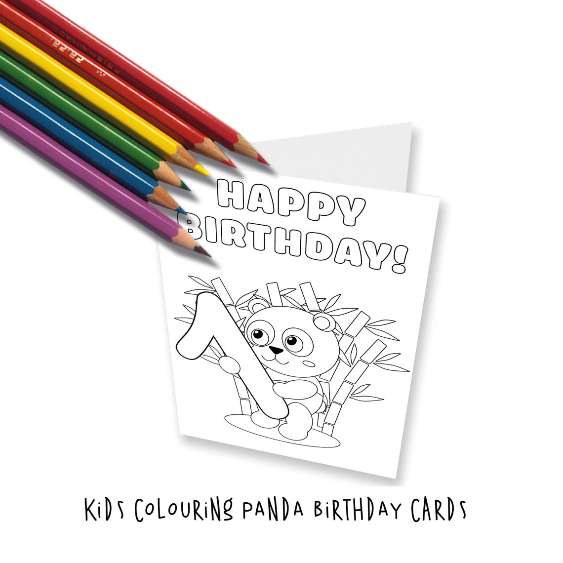Kids Printable Colouring Panda Number Birthday Card | Panda Coloring ...