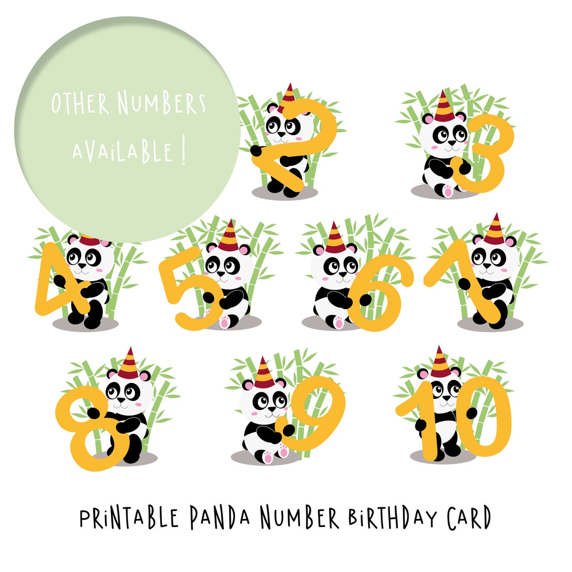 Kids Printable Panda Number Birthday Card | Panda Birthday Card ...