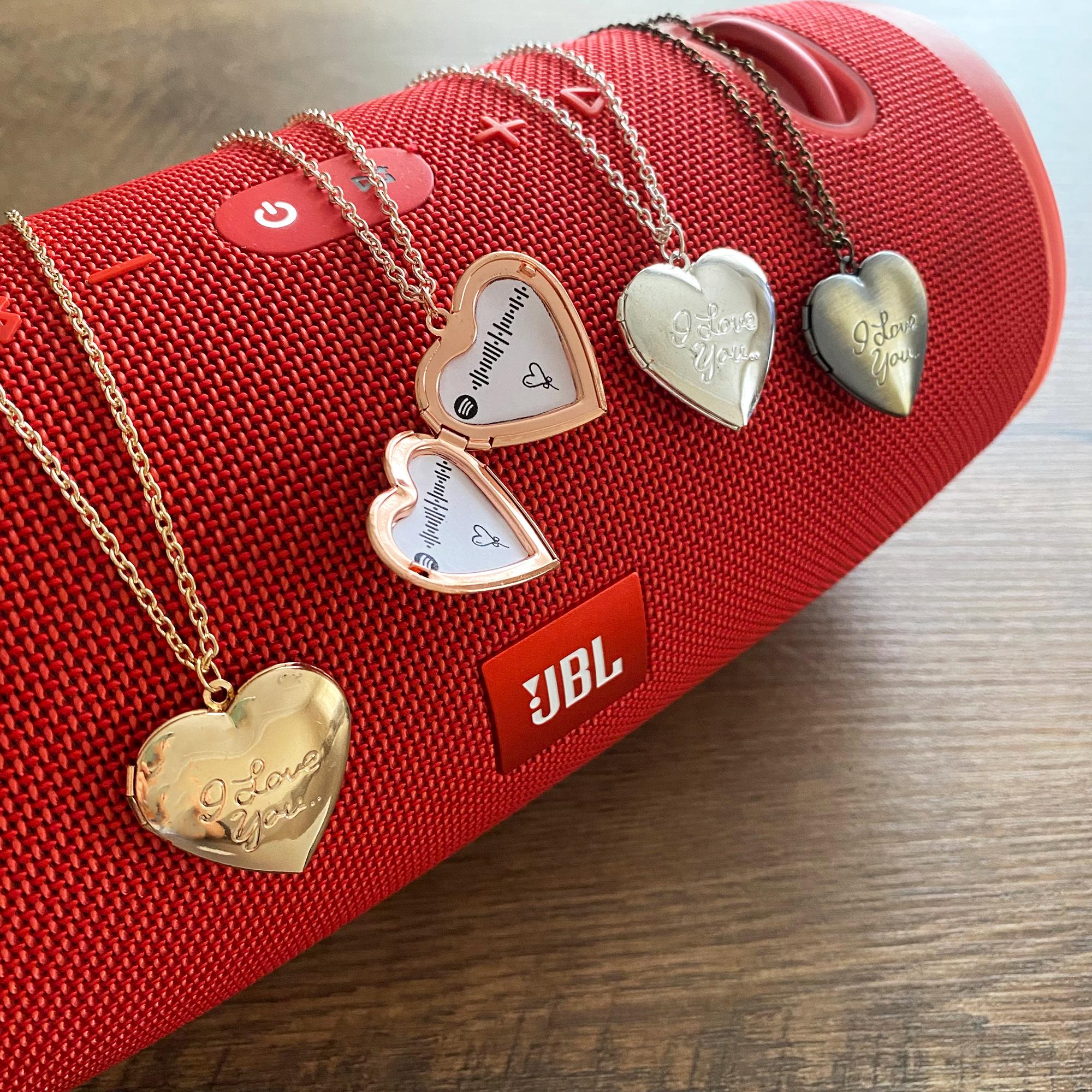 Spotify Song Scan QR Code Heart Locket Necklace, Personalized 3D Gold ...