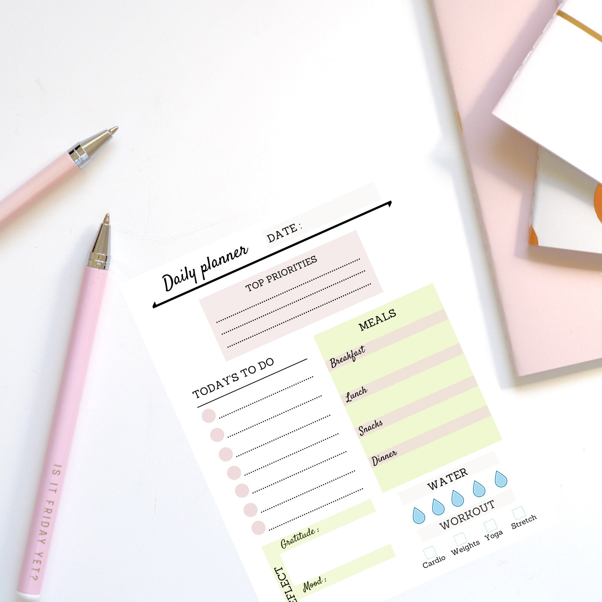 Cute Daily Planner Page Printable Planner Page PDF A4 US - Etsy