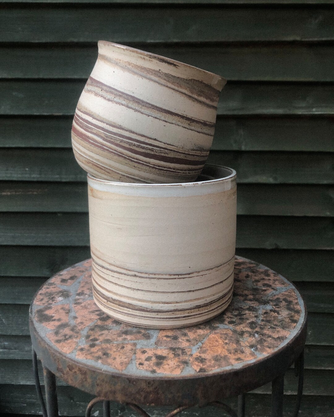 Hand Thrown Plant Pot- Slick Style- Ceramic Stoneware- Mixed Clay ...