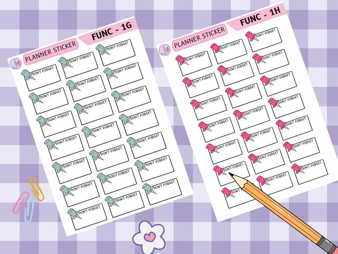 Functional Sticker, Dont Forget Sticker for Planner & Reminder Func A ...
