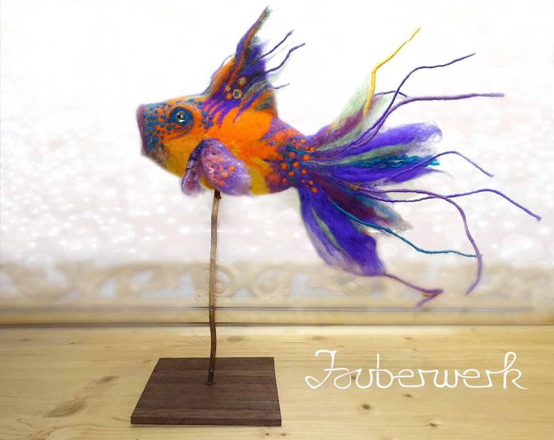 Exotic, Large Fish Sculpture heiko Made of Wool, Needle Felted, Unique ...