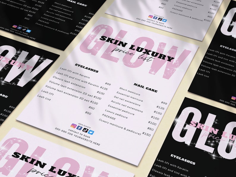 Price List Template for Small Business - Esthetician Salon Price List ...