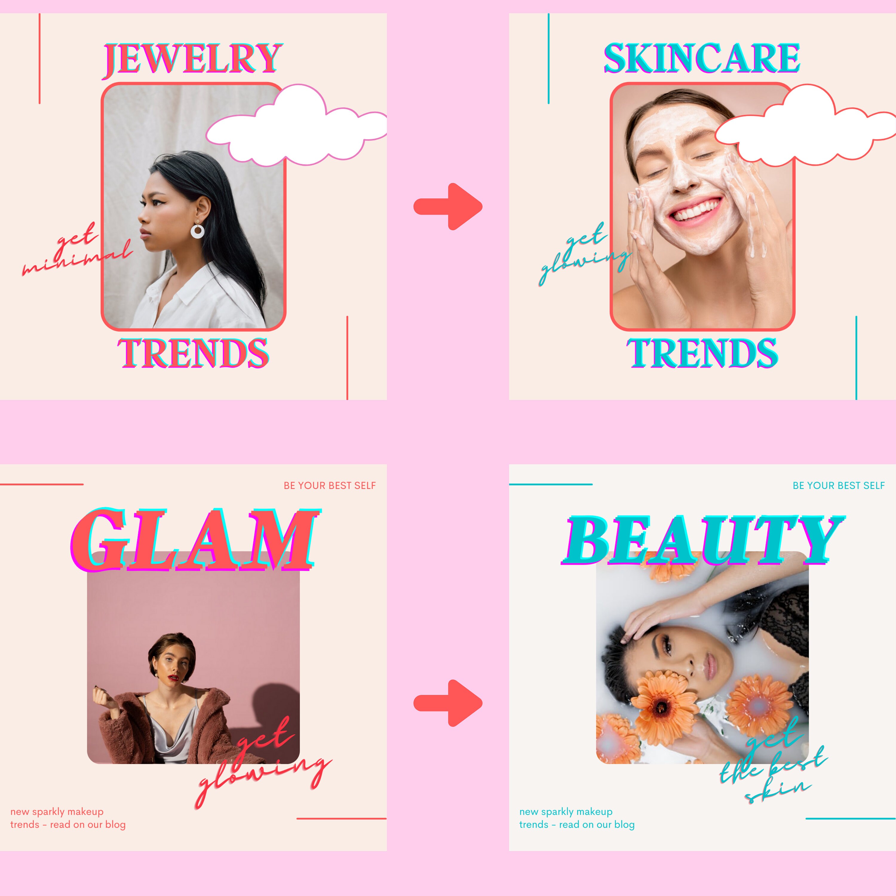 90s Glam Post Templates for Instagram - Canva Templates With Glam ...