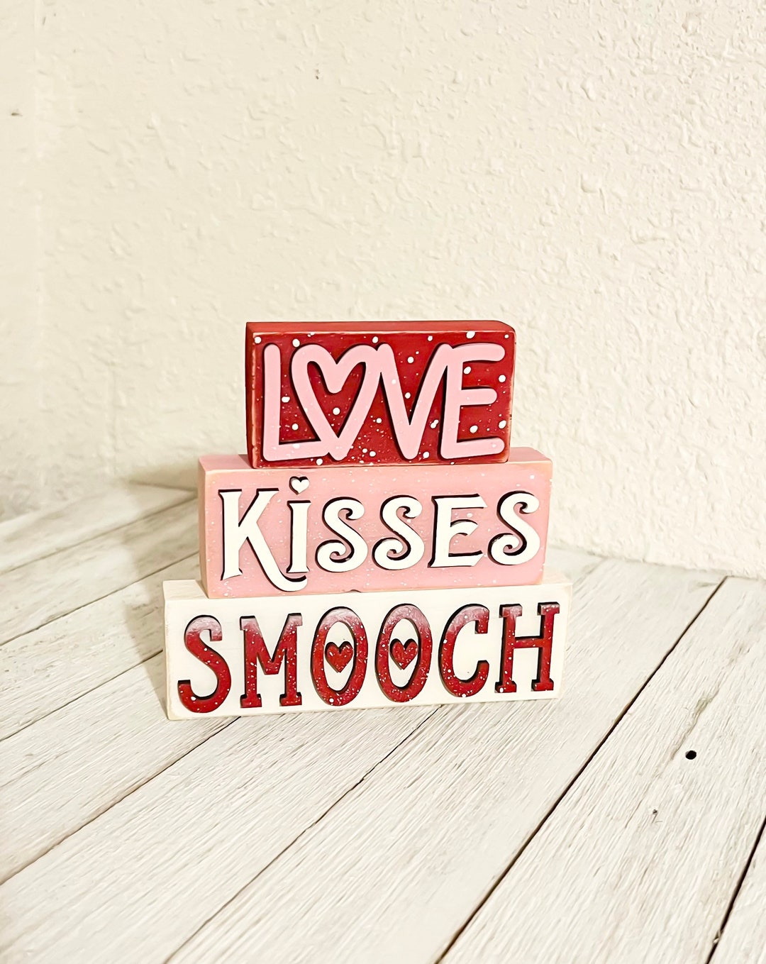 Valentine Wood Blocks Stackable Decor Valentine Decorations - Etsy